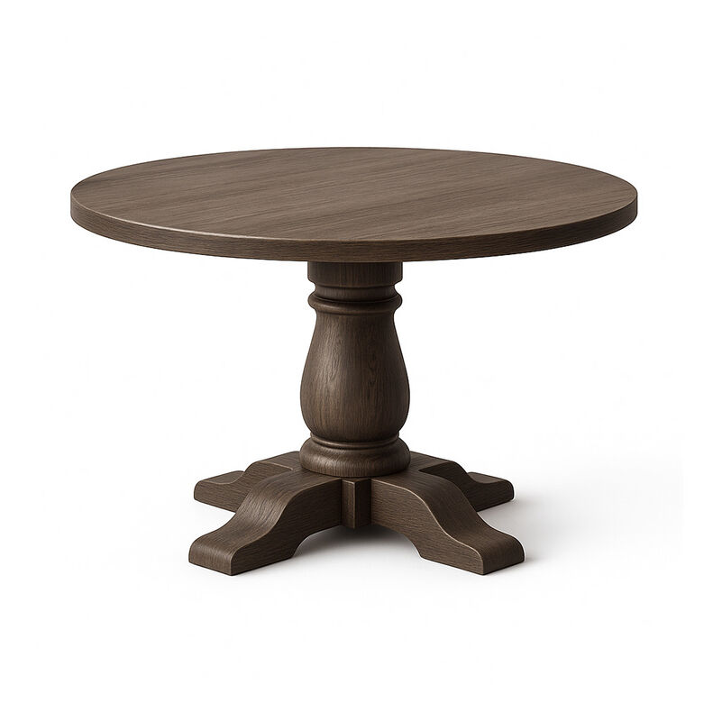 Solid Wood Round Dining Table with Pedestal Base - φ90×75 cm Seats 2-4 ...